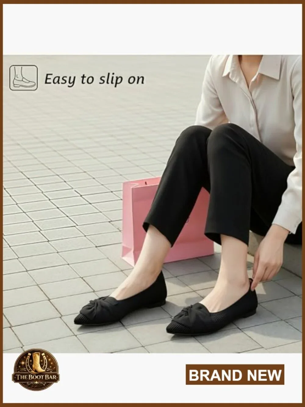 Shoes | Womens Pointed Toe Ballet Flats With Knit Bow And Arch Support ...